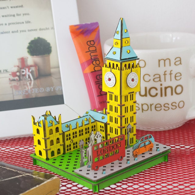 cardboard craft kit Big Ben 3D PuzzlePapercraft by COCOhandsShop