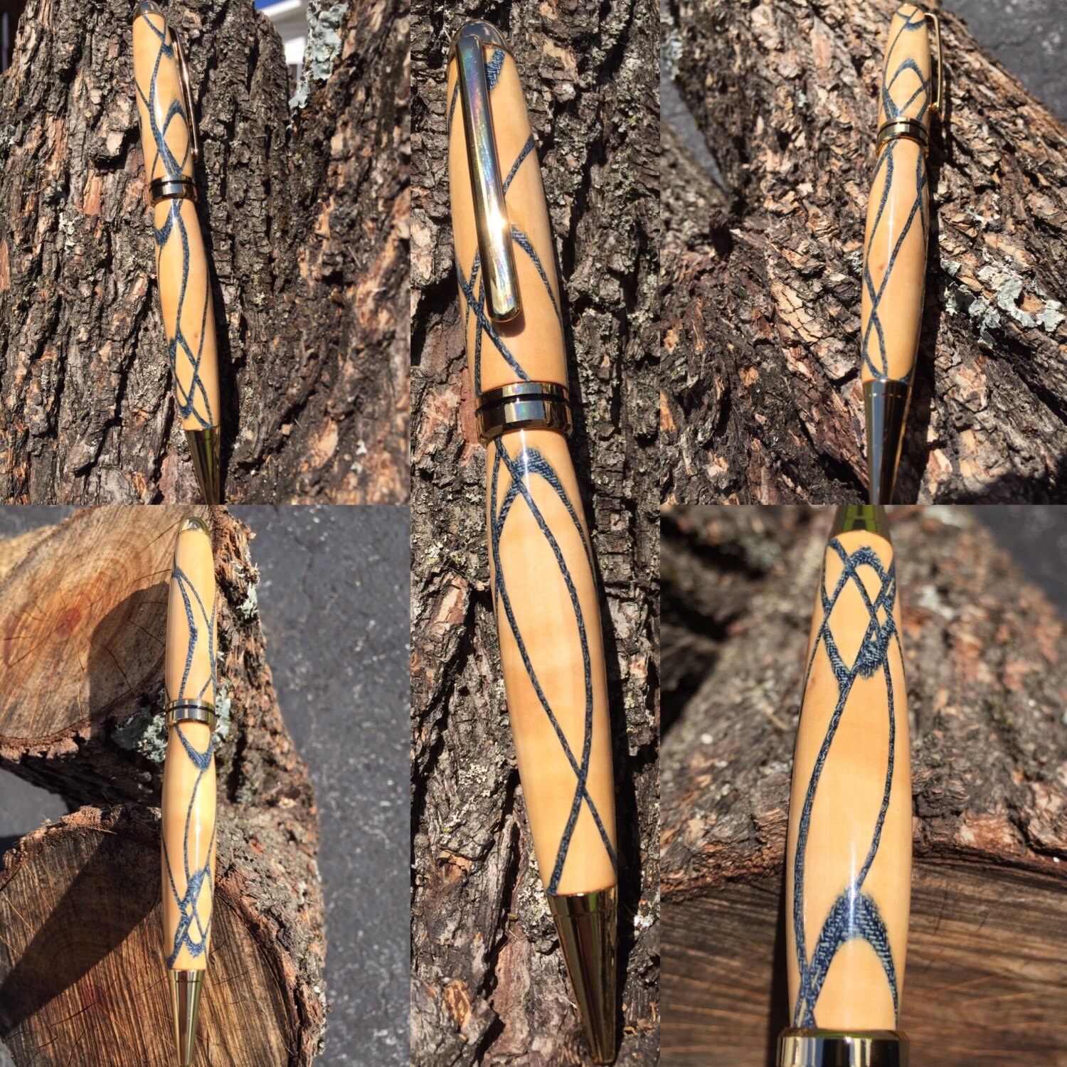 Custom dogwood and Denim designer ink pen