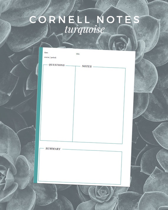 Cornell Note Templates A4 & A5 color-coded printables