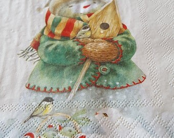 Snowman napkin | Etsy