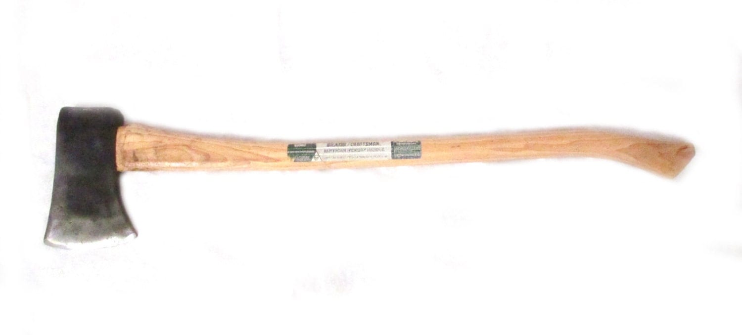 Craftsman Long Handle Ax Axe Hickory Wood Handle Vintage Old