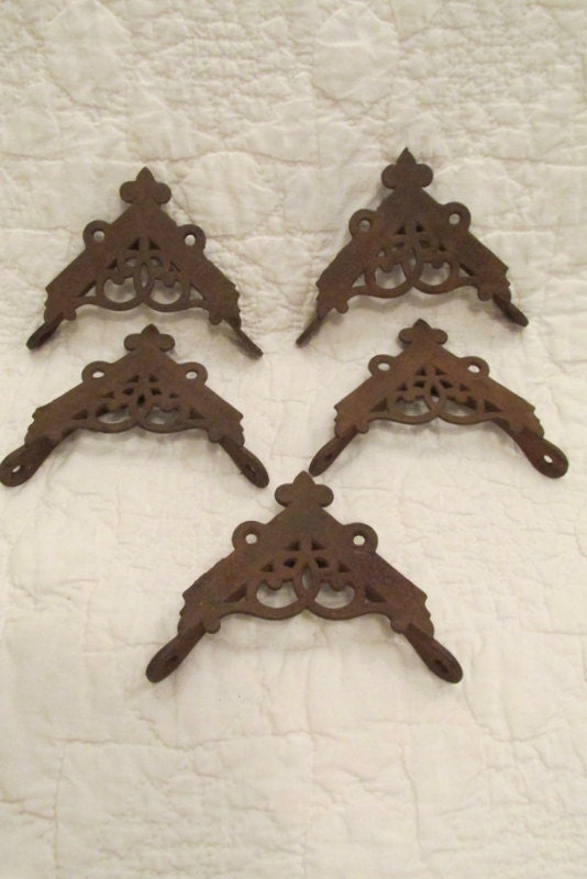 Victorian Style Iron Corner Brackets rusty sold per bracket