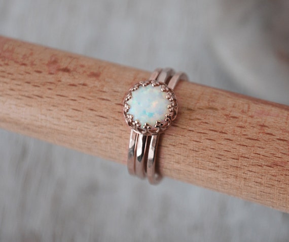 Rose Gold Opal Ring Set in 14k Rose Gold-Filled Opal Ring
