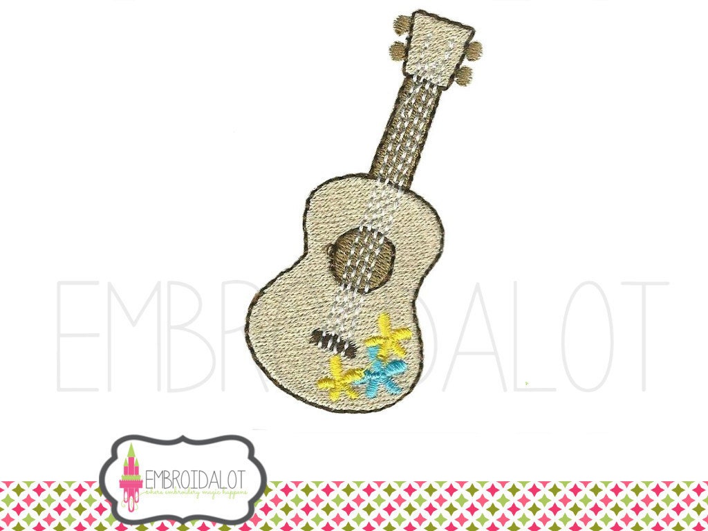 Ukulele machine embroidery design. Fun little by Embroidalot