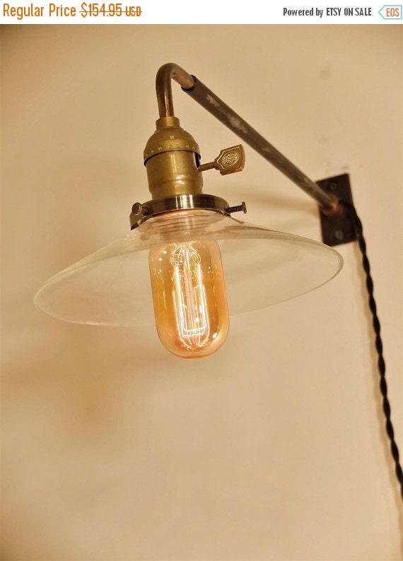 ON SALE Vintage Industrial Wall Mount Light CLEAR by DWVintage