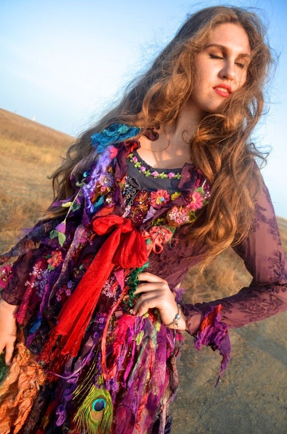 RESERVED FOR A.Off Gypsy Bohemian romantic altered couture