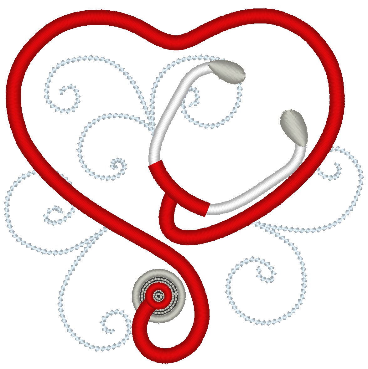 Stethoscope embroidery doctor and Nurse Stethoscope heart