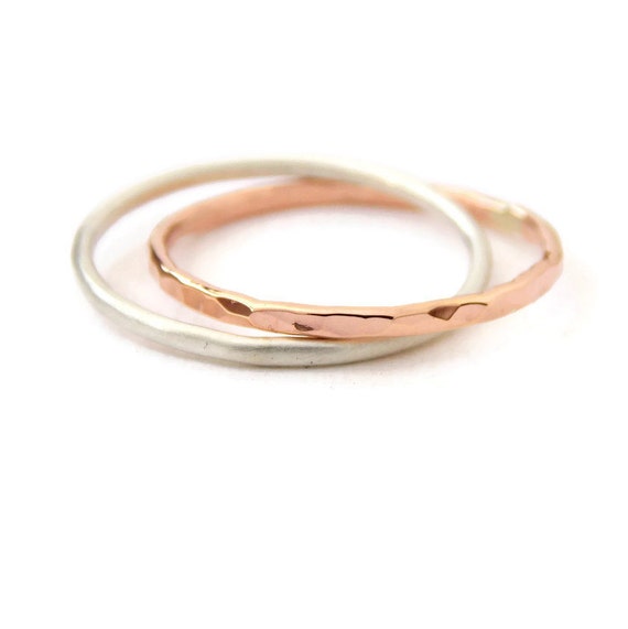 Double Linked Rings: textured ring 14K by RitoOriginals on Etsy