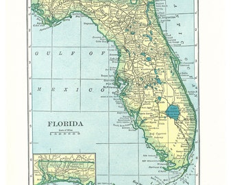 Vintage florida map – Etsy