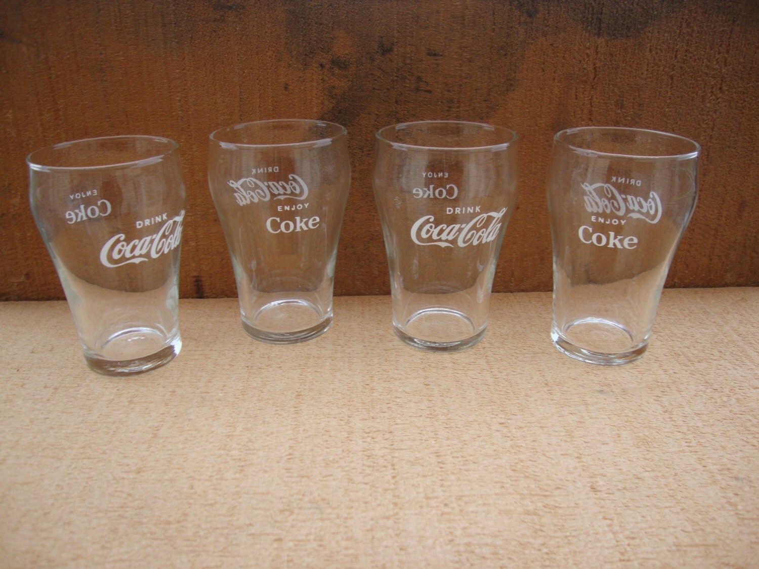 Vintage Drink Coca Cola / Enjoy Coke Glasses Set of Four