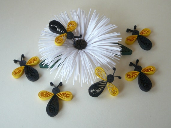 6 Paper Quilled Bumble Bee Scrapbook Card Making