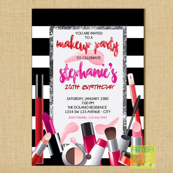 Makeup Invitation Makeup Party Invitation Make up