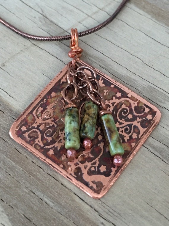 Items similar to Turquoise and copper necklace on Etsy