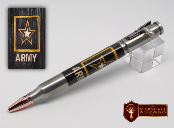 Bolt Action Wood Pen with US Army Inlay