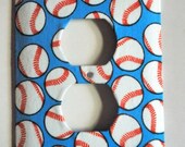 Items similar to BASEBALL PRINT Metal Outlet Cover on Etsy