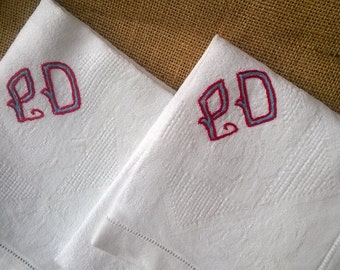 Items similar to French Vintage Napkins Elegant Heavy Linen Damask Set ...