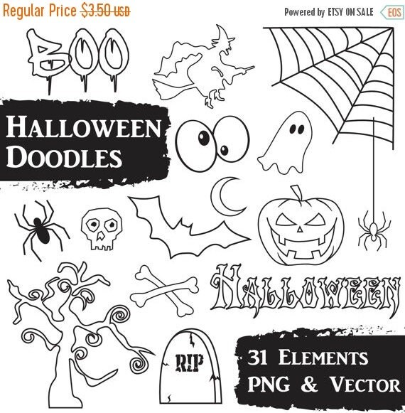 30% Off Sale Halloween Clip Art Set Commercial Use by OldMarket