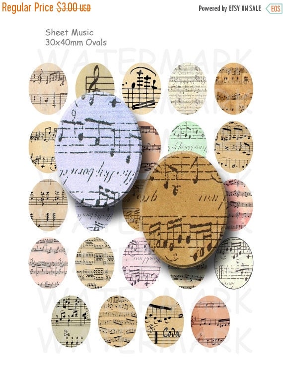 SALE Sheet Music Digital Collage Sheet 30x40mm by OldMarket