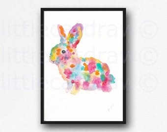 PRINT Little Rabbit Watercolor painting 7.5 x 11