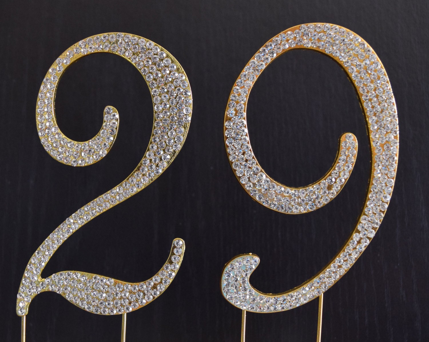 Rhinestone Gold NUMBER 29 Cake Topper 29th Birthday Party