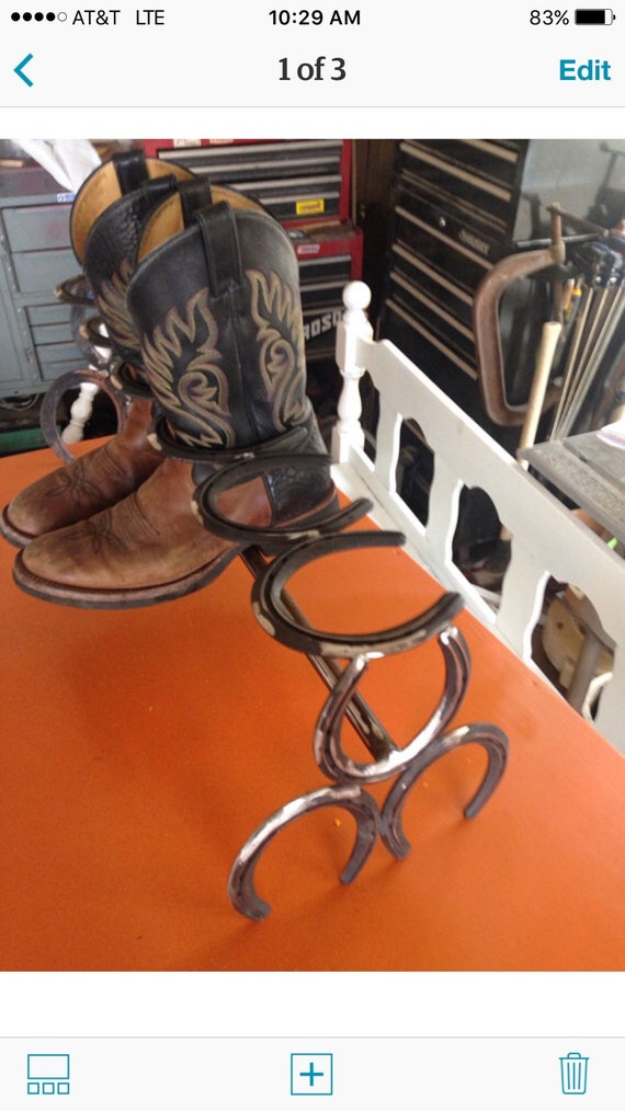 Rustic 3 pair boot rack by FabricationsByBruce on Etsy