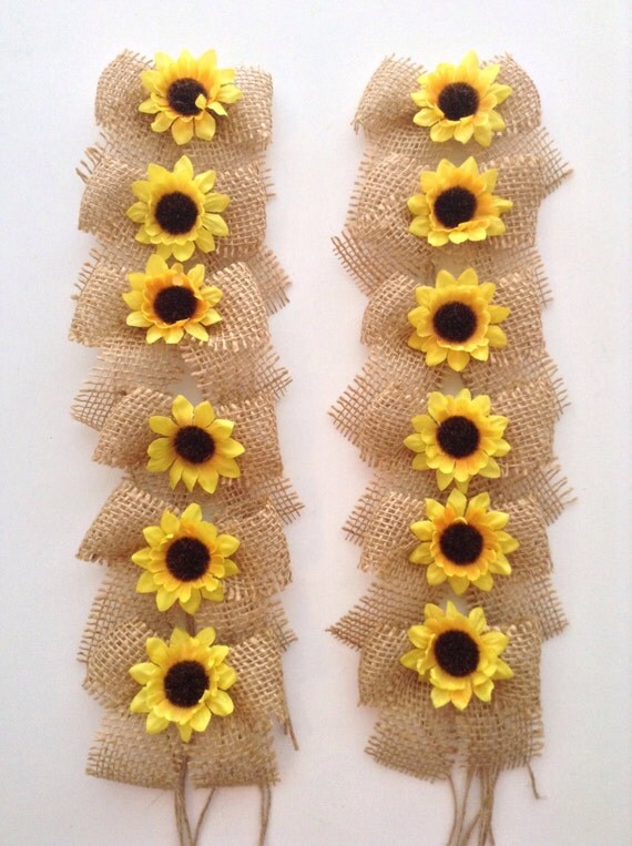 Sunflowers Burlap Mason Jars Bows / Small Burlap by CraftsbyBeba