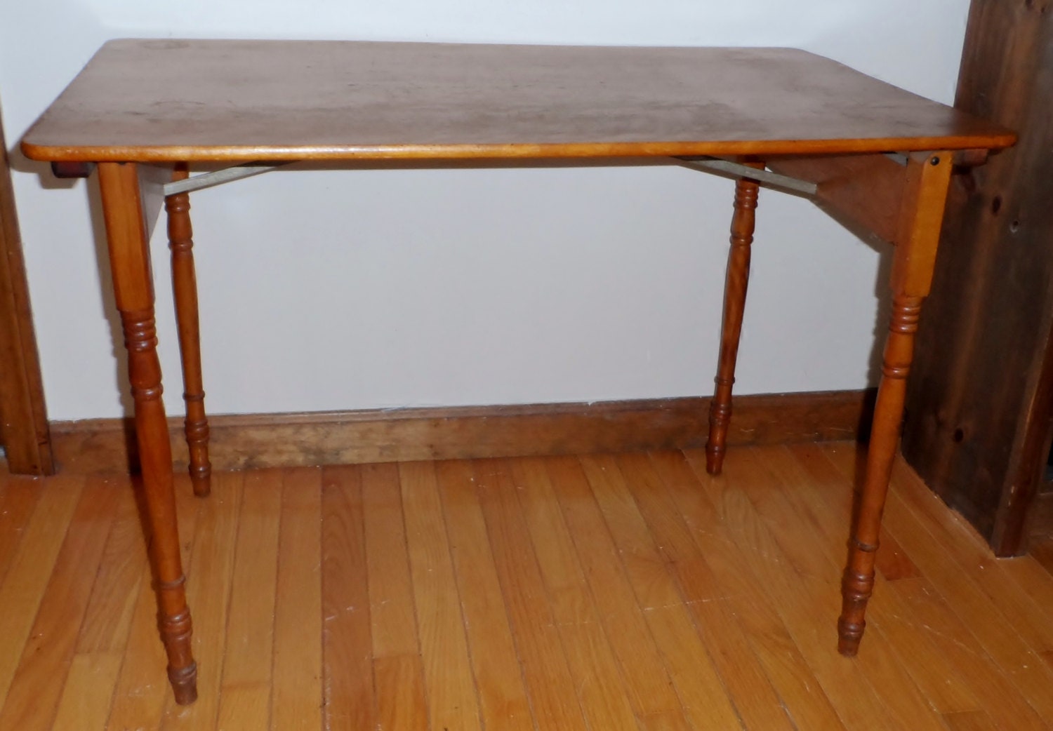 Antique Paris Mfg. Co. No. 1 Folding Wood Sewing Table with Measure c ...