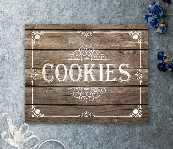 Printable Wooden Wedding Cookies Sign Desserts Party