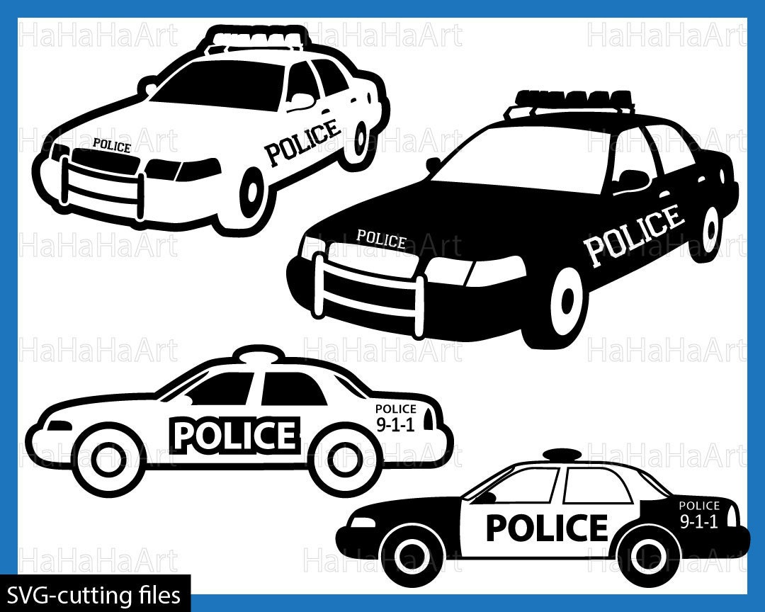 Police Car Monogram Cutting Files Svg Png Jpg Eps Dxf