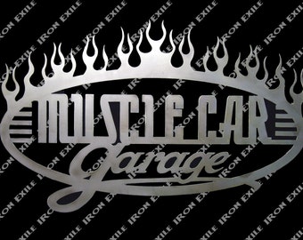 Rat Rod Garage Sign with Flames 24
