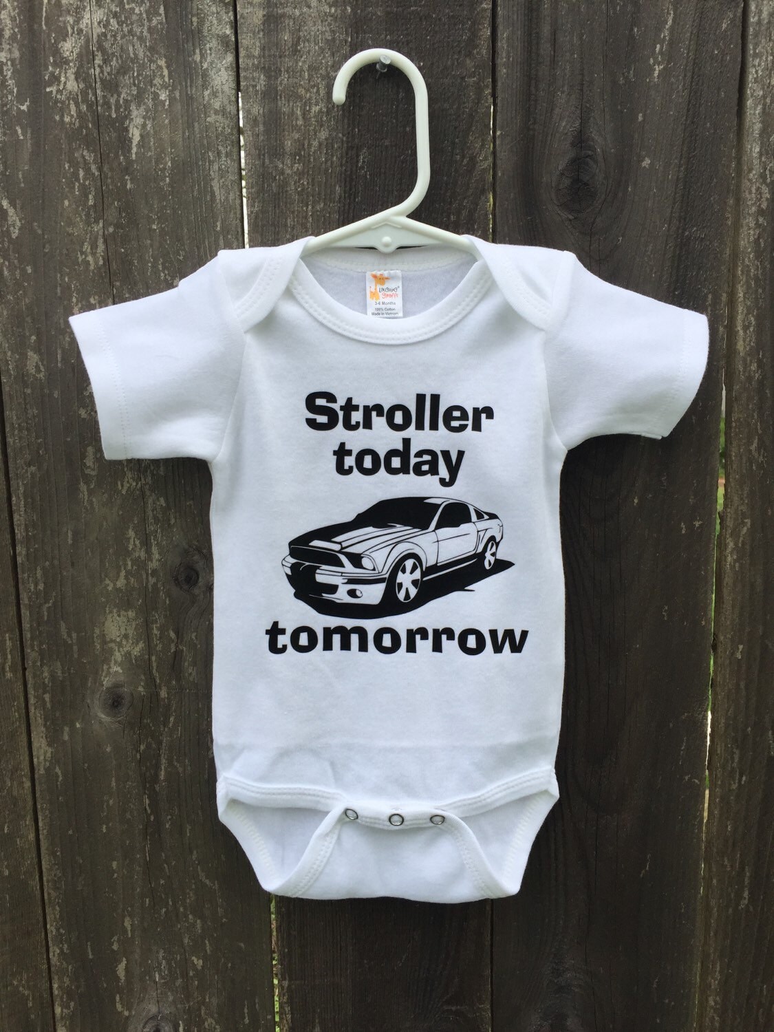 Stroller today Mustang tomorrow Baby bodysuit/onepiece.