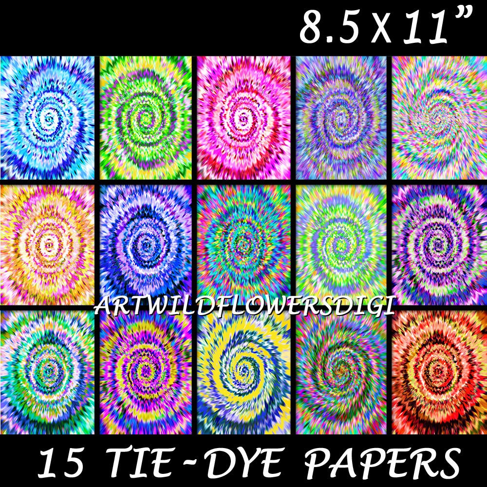Tie Dye Papers 8.5x11 inch TieDye Digital Papers