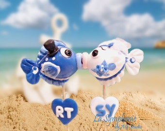 Items similar to Kissing Fish Wedding Cake Toppers on Etsy