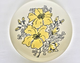 Yellow flower plates | Etsy