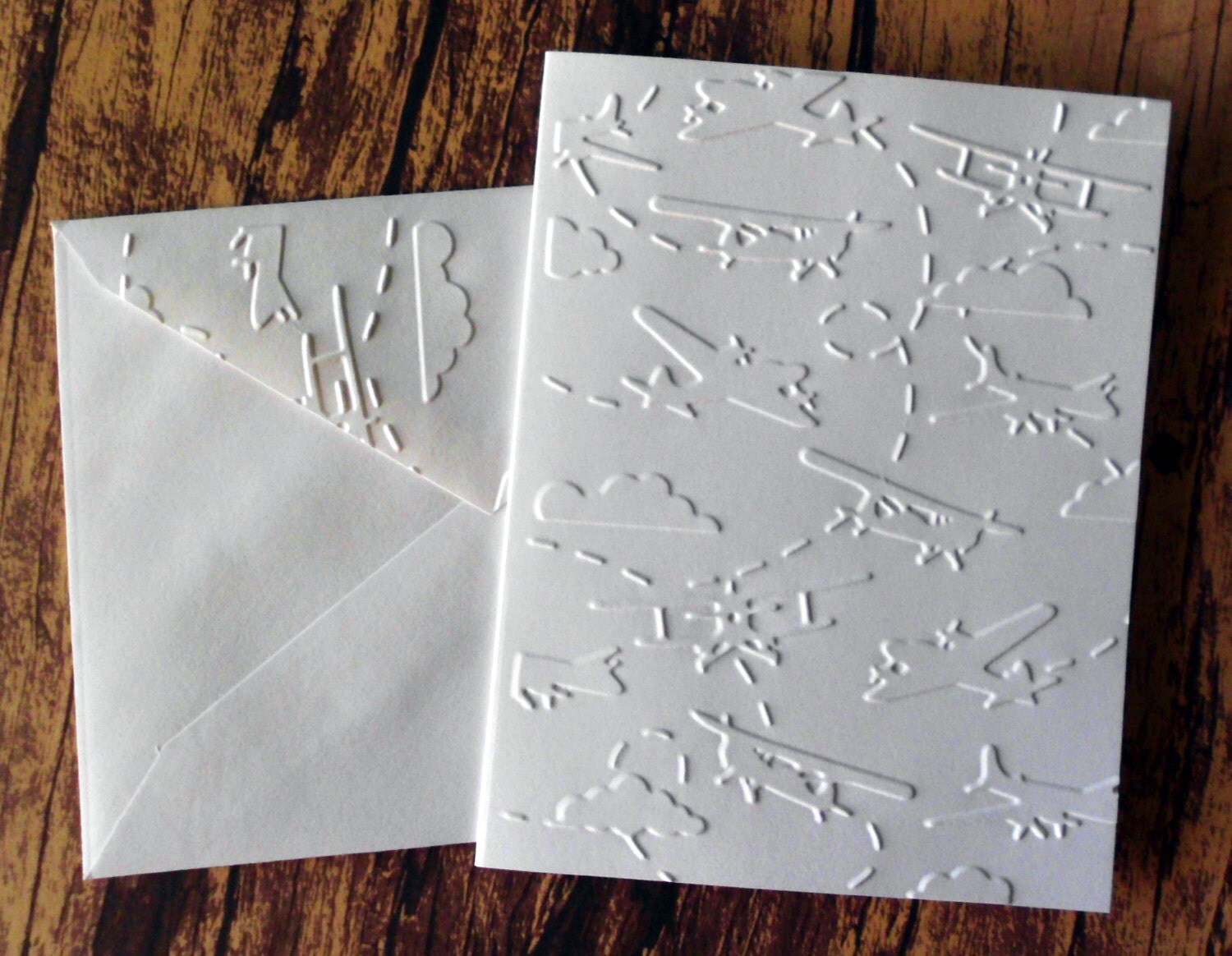 Airplane Cards Set of 5 Fighter Jet Cards Embossed Note