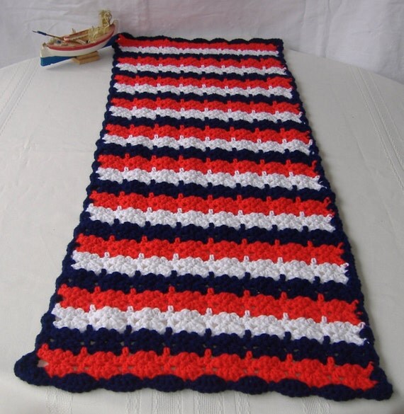 red white and blue table runner crochet table runner