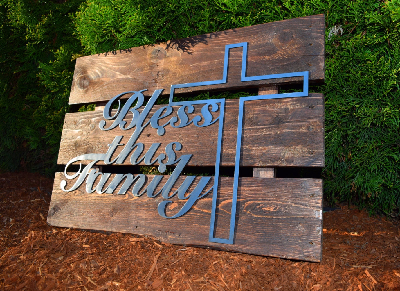 Bless This Family metal sign Christian Metal Art Custom