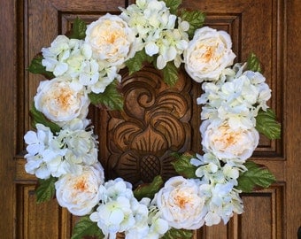 White rose wreath | Etsy