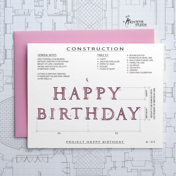Project Happy Birthday Girl Architecture Construction Card