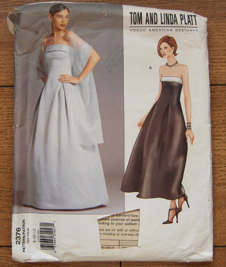 1999 Vogue pattern 2376 Misses Designer DRESS Evening Prom
