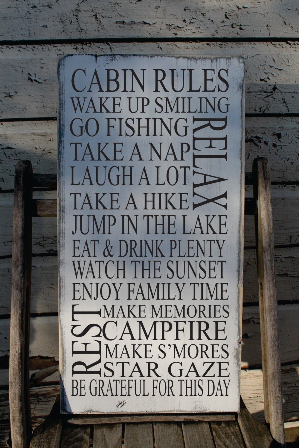 Cabin Rules sign Rustic Cabin Sign Up North Decor Typography