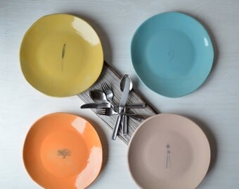 Items similar to Colorful Dessert Plates, Stoneware Salad Plates ...