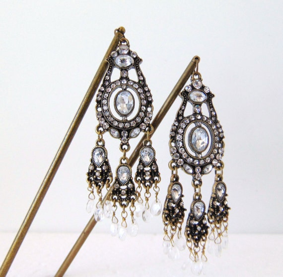 Items similar to SALE Antique Brass Hair Pins, Rhinestone Hair Pins ...
