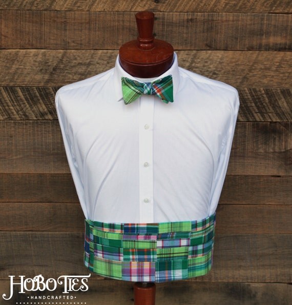 Mens Cummerbund SetGreen Patchwork CummerbundMens Formal
