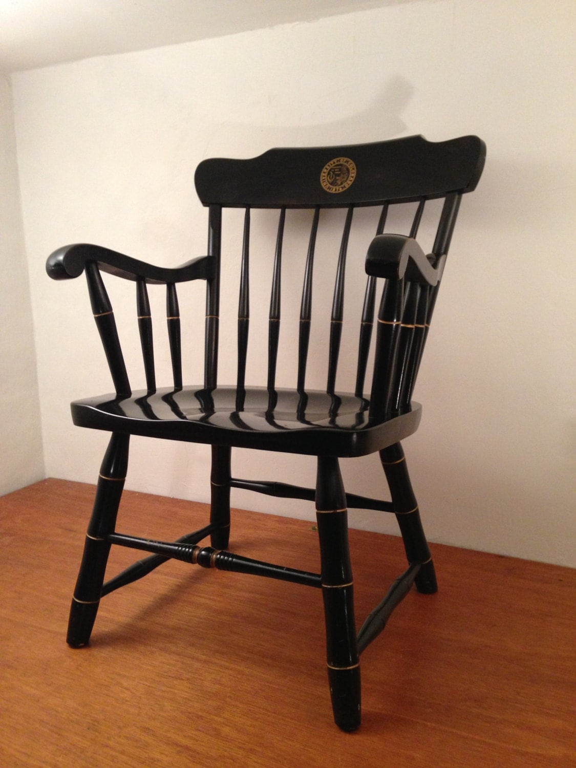 Vintage Alumni ARM CHAIR University of Colorado Black Lacquered Gold ...