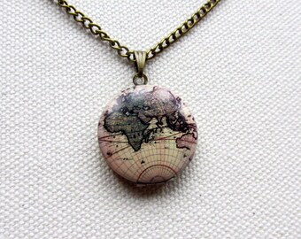 World map necklace | Etsy