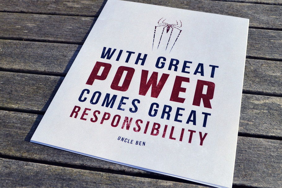 Spiderman Uncle Ben Quote 8x10 Print by dwarfdesign on Etsy