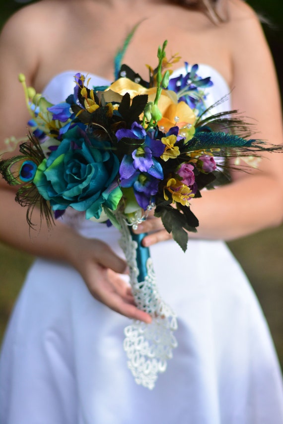 Peacock Bouquet Peacock Wedding Bridal Bouquet Peacock