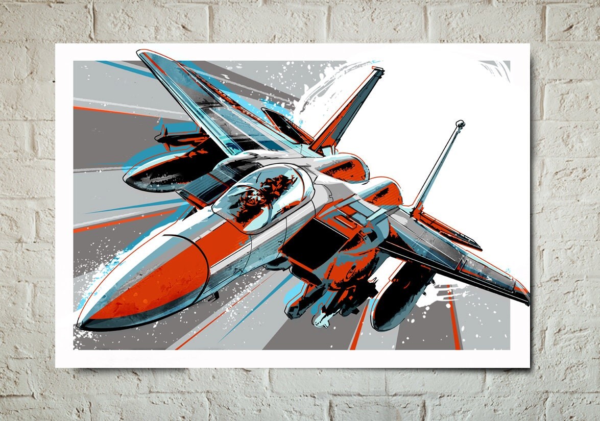 Airplane Art F-15 Eagle Airplane Print Pop Art Jet