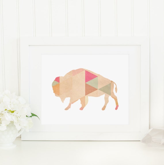 Buffalo Print Printable Art Print Bison Wall Art Gold